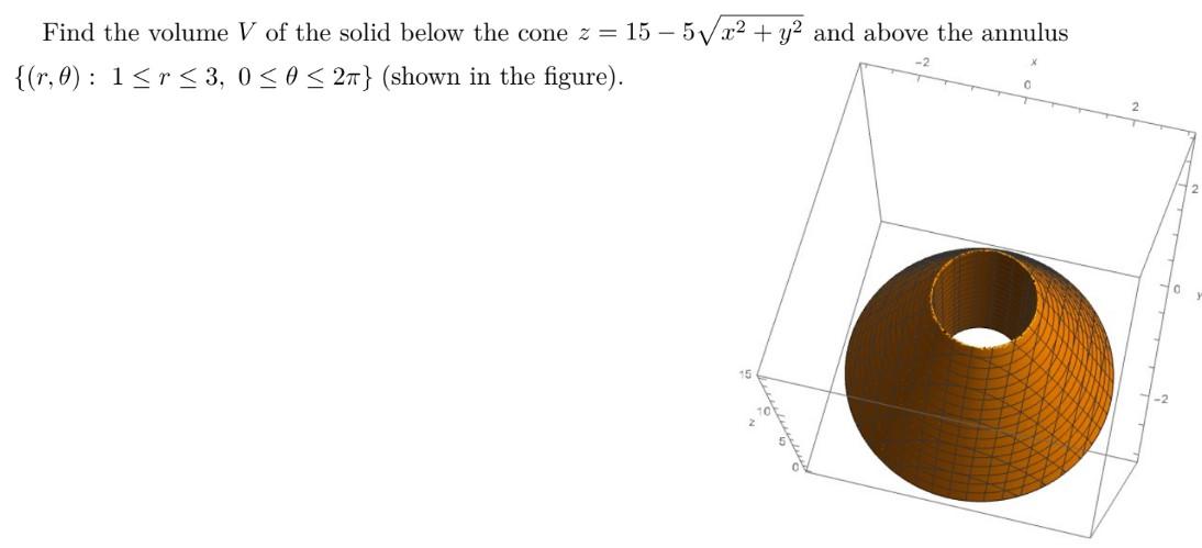 Solved Find the volume V of the solid below the cone | Chegg.com