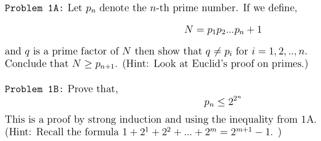 Solved Problem 1A: Let pn denote the n-th prime number. If | Chegg.com