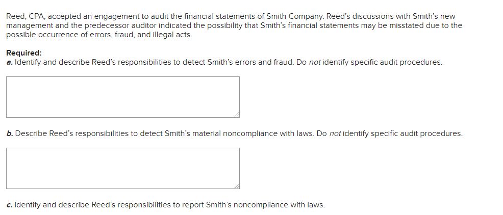 Solved Reed, CPA, accepted an engagement to audit the | Chegg.com