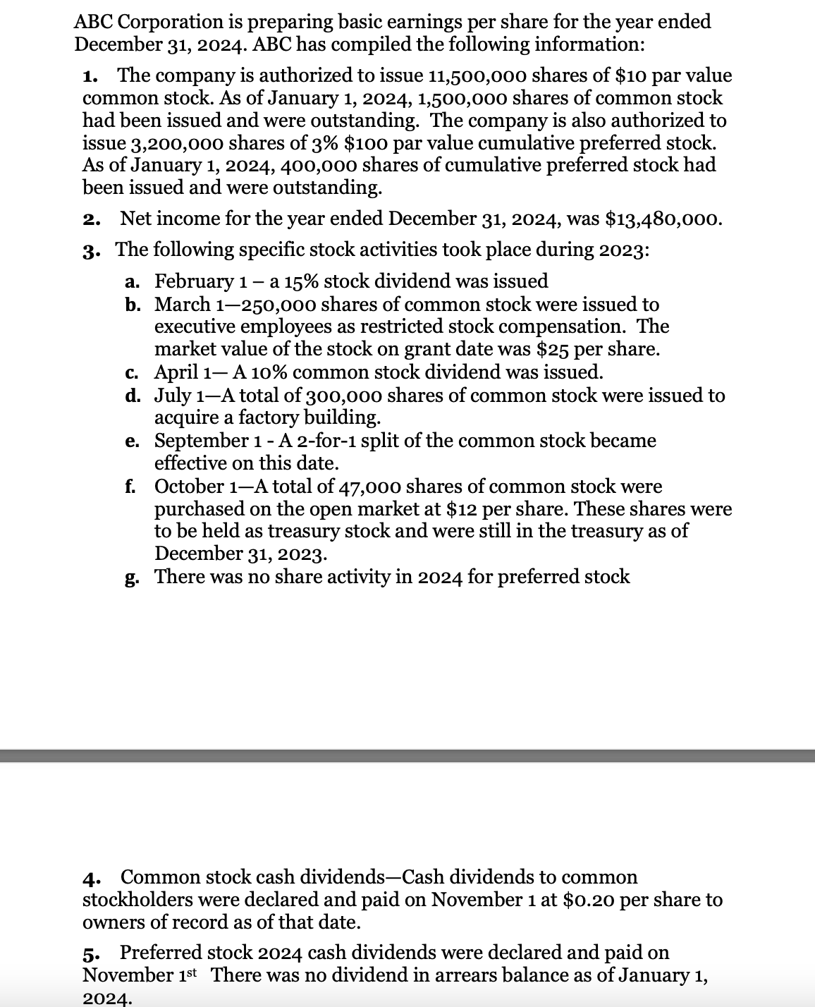 Solved Calculate ABC’s Weighted average common stock | Chegg.com