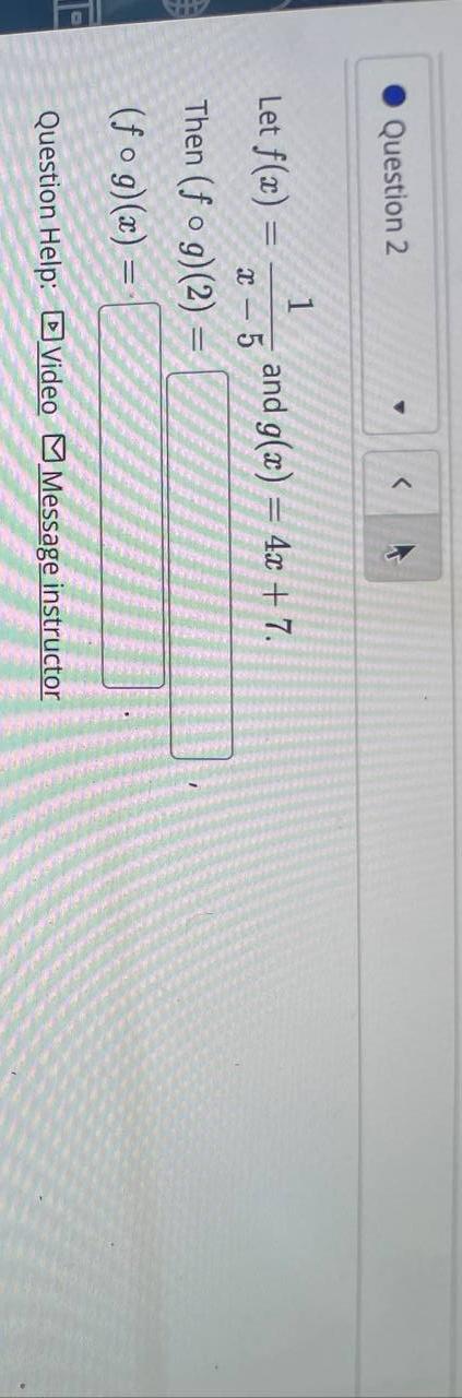 Solved Let f(x)=6x−5 and g(x)=x2−6x+3. (f∘g)(x)=(g∘f)(x)= | Chegg.com