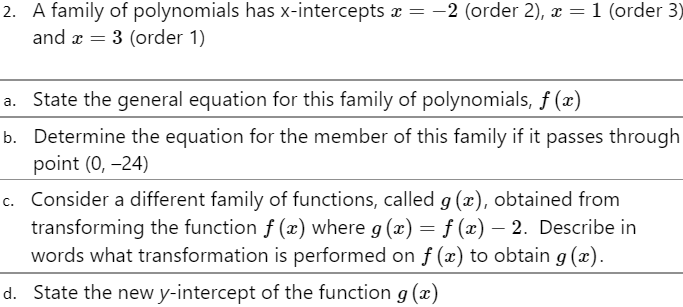 Solved 2. A family of polynomials has x-intercepts x = -2 | Chegg.com