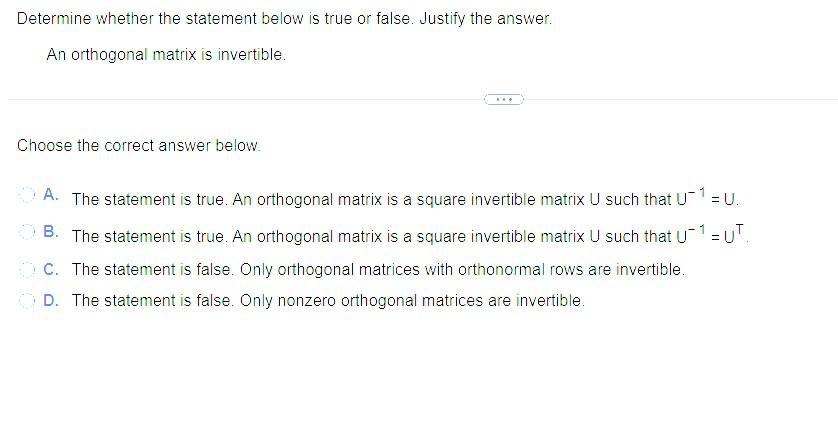 Solved Determine whether the statement below is true or | Chegg.com