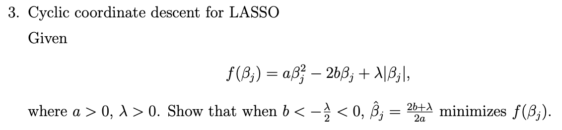 Solved Cyclic Coordinate Descent For
