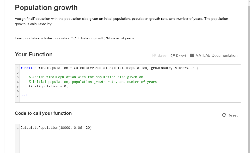 Solved Population growth Assign finalPopulation with the | Chegg.com