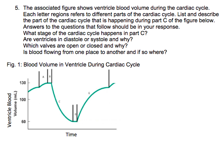 Solved 5. The associated figure shows ventricle blood volume | Chegg.com