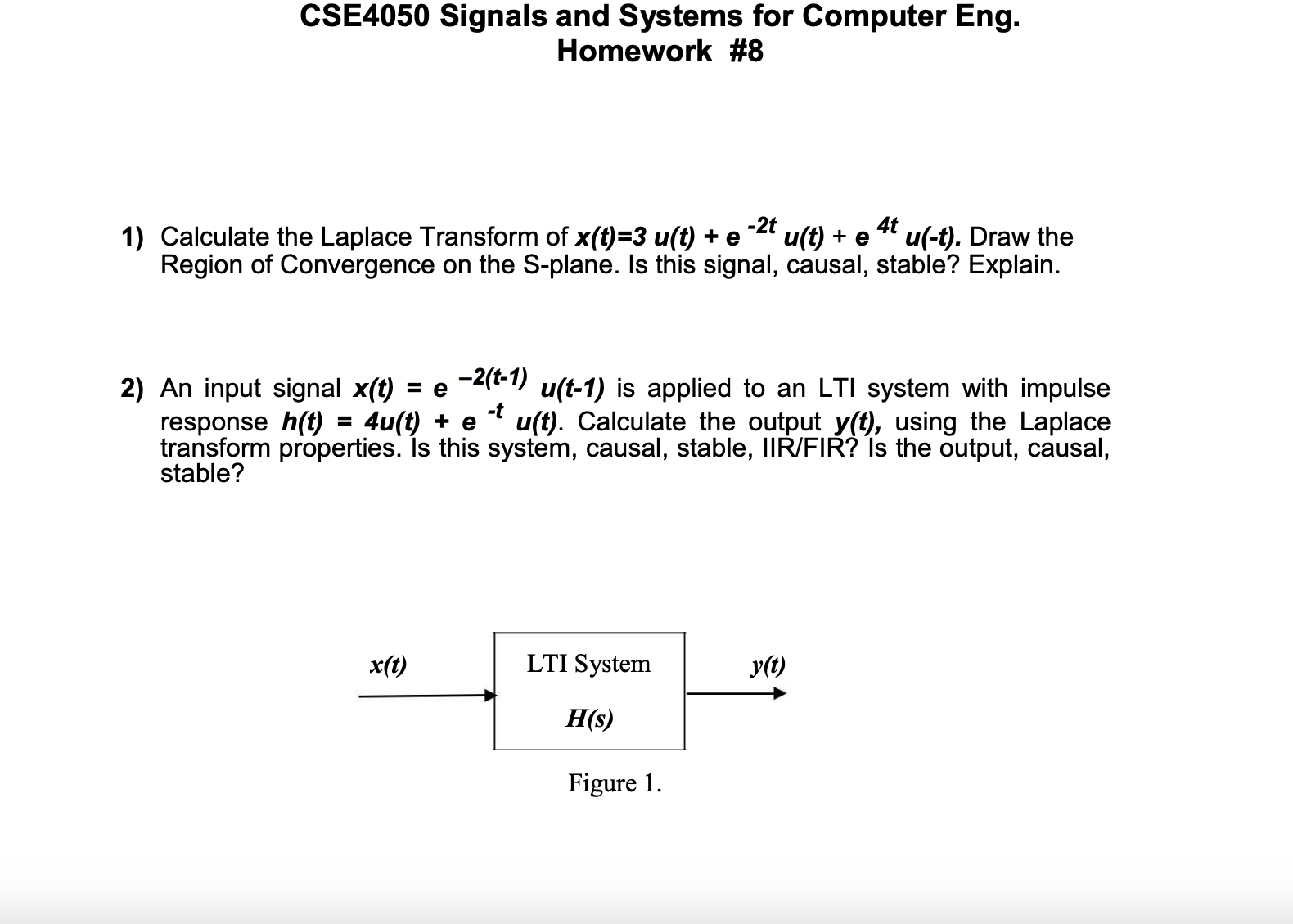 Solved CSE4050 Signals and Systems for Computer Eng. | Chegg.com