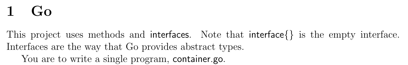 Solved 1 Go This project uses methods and interfaces. Note | Chegg.com