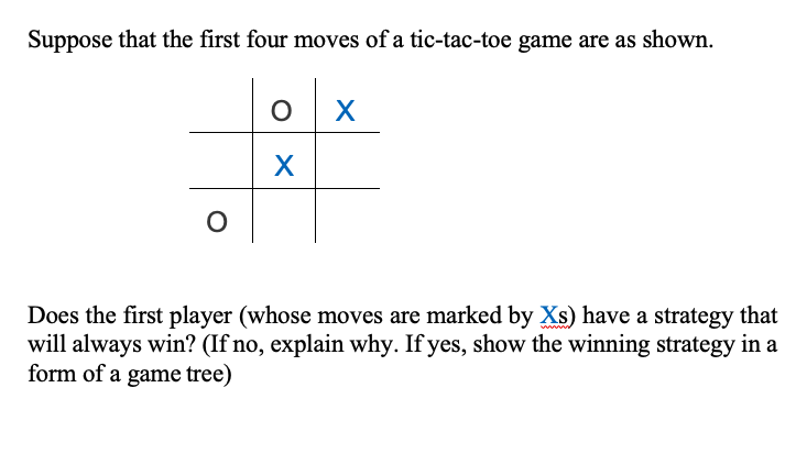Solved Suppose that the first four moves of a tic-tac-toe | Chegg.com