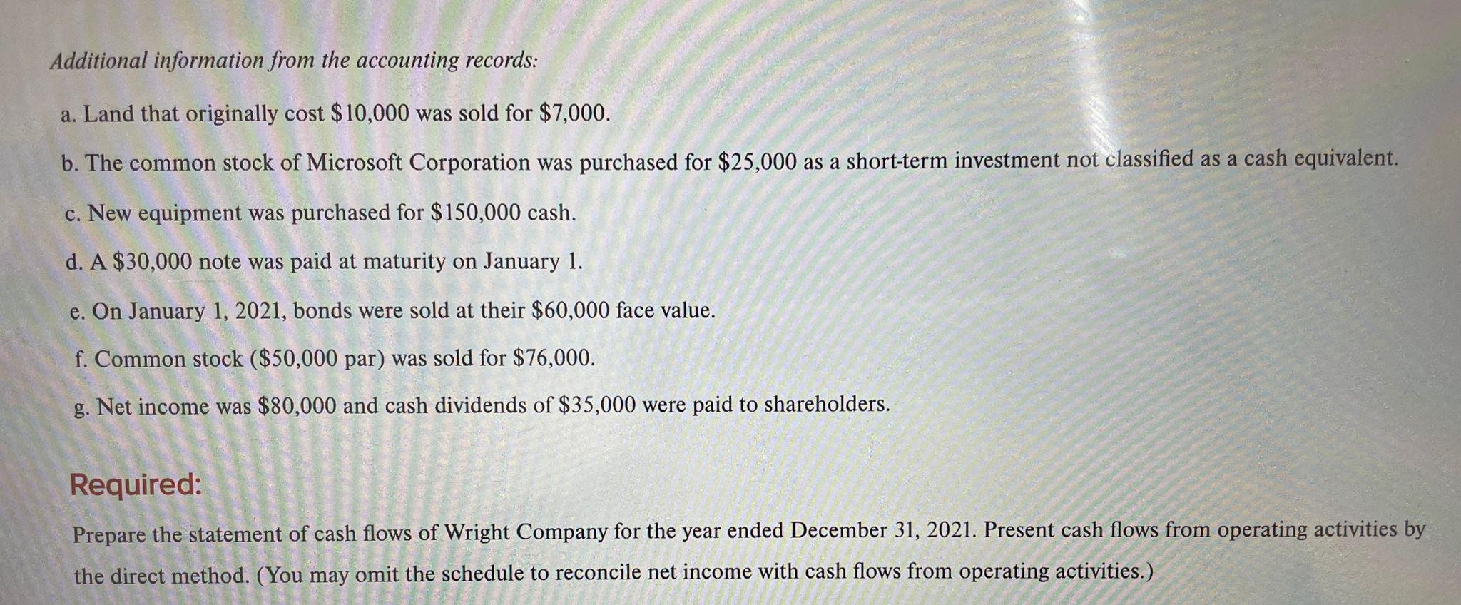 Solved Aa P21-2 Statement of cash flows; direct method | Chegg.com