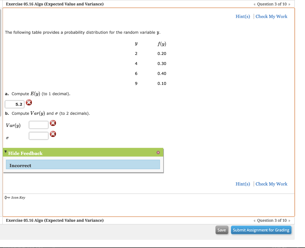 Solved Exercise 05.16 Algo (Expected Value and Variance) | Chegg.com