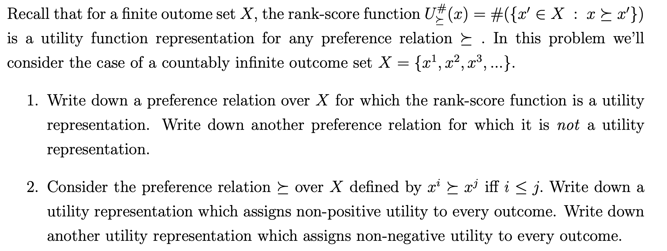 Solved Recall that for a finite outome set X, the rank-score | Chegg.com