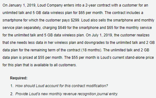 Solved On January 1, 2019, Loud Company enters into a 2-year | Chegg.com