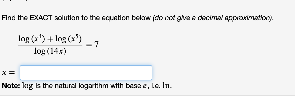 Solved Find the EXACT solution to the equation below (do | Chegg.com