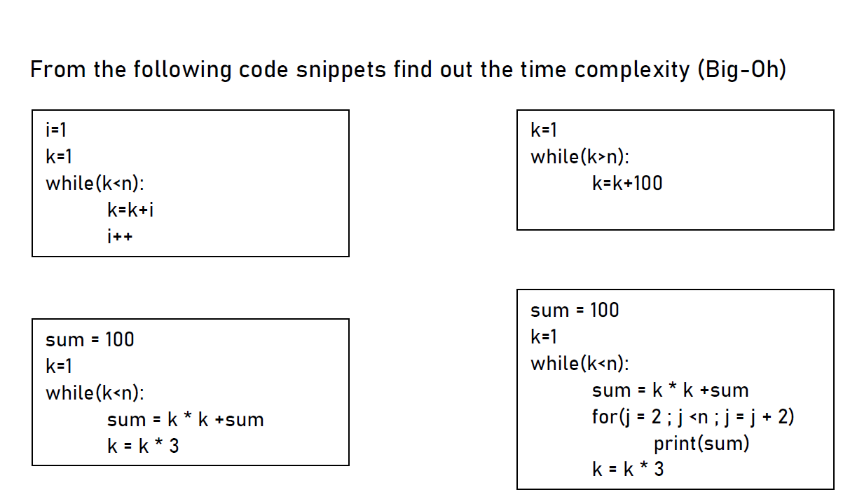 Solved sum = 100 k=1 while(kn): k=k+100 i++ sum = 100 k=1 | Chegg.com