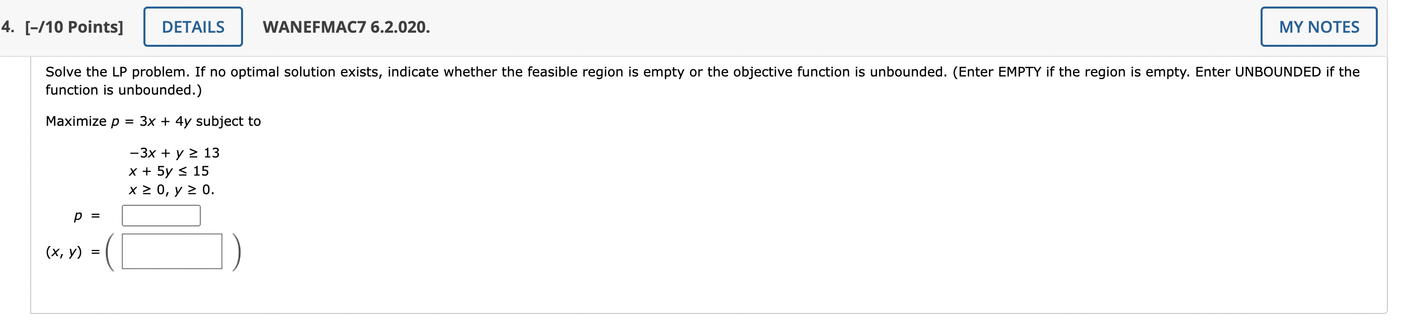 Solved function is unbounded.) Maximize p=3x+4y subject to | Chegg.com