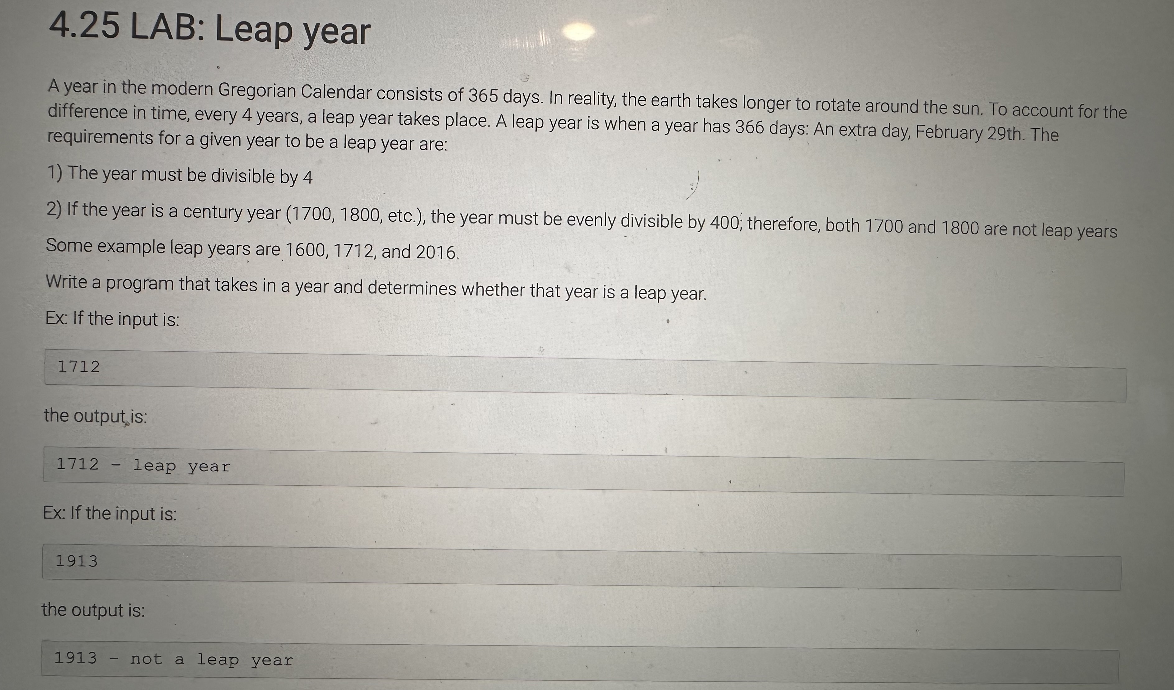 Solved A year in the modern Gregorian Calendar consists of | Chegg.com
