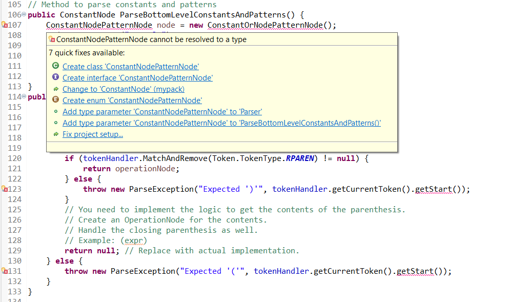 Solved Below is Parser.java. There are errors in the code, | Chegg.com