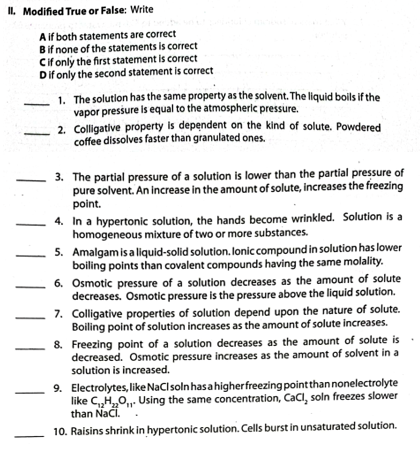 Solved II. Modified True or False: Write A if both | Chegg.com