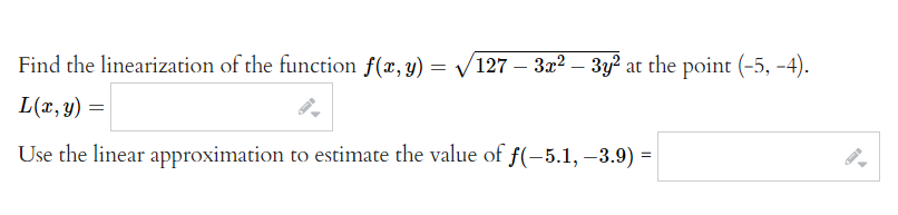 Solved Find the linearization of the function | Chegg.com