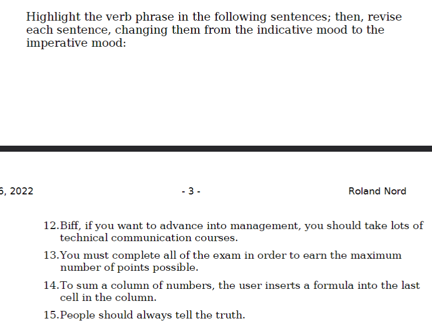 Highlight the verb phrase in the following sentences; | Chegg.com
