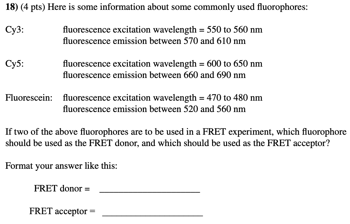 Solved 18) (4 pts) Here is some information about some | Chegg.com