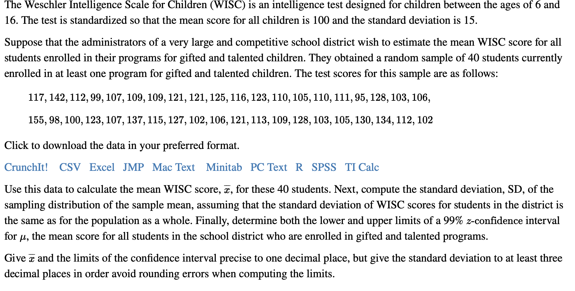 Solved The Weschler Intelligence Scale for Children (WISC) | Chegg.com
