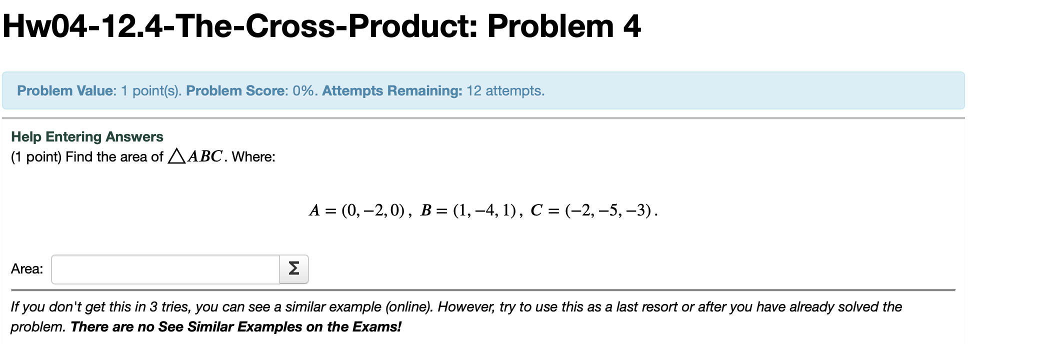 Solved Hw04-12.4-The-Cross-Product: Problem 4 Problem Value: | Chegg.com