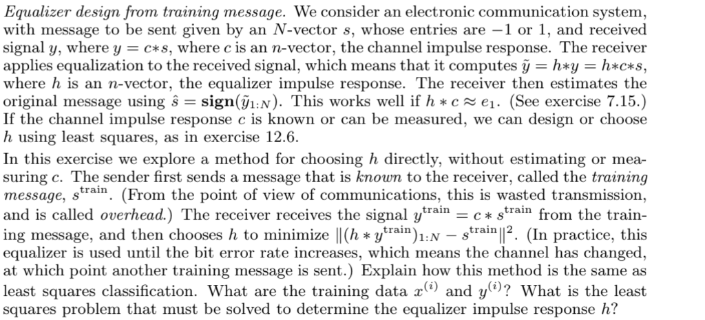 Solved Equalizer design from training message. We consider | Chegg.com