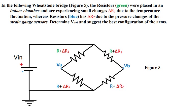 Solved In the following Wheatstone bridge (Figure 5), ﻿the | Chegg.com