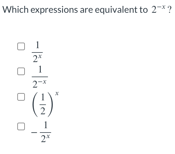 Solved Which expressions are equivalent to | Chegg.com