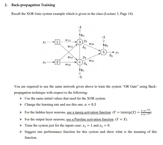 2. Back-propagation Training Recall the XOR Gate | Chegg.com