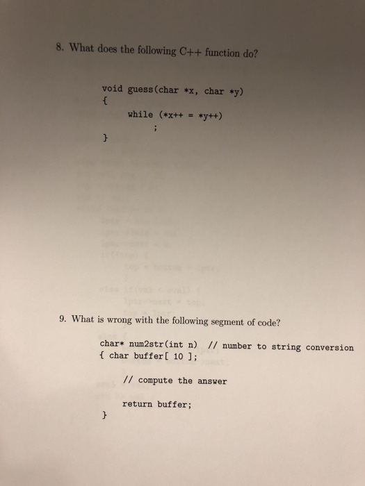Solved 8. What does the following C++ function do? void | Chegg.com