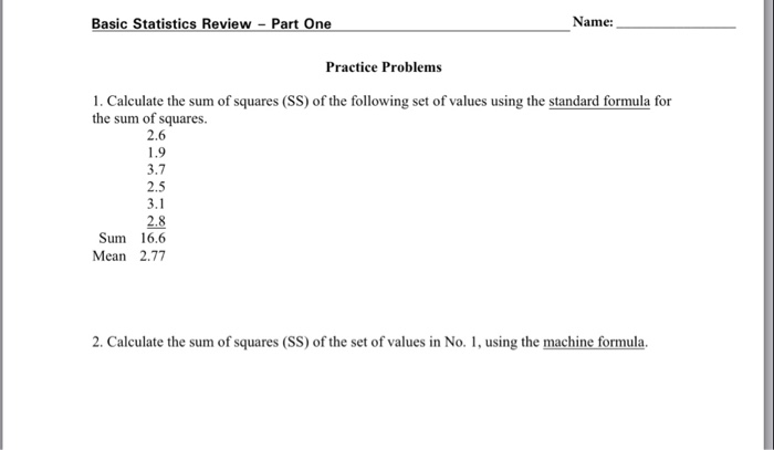 Elementary Statistics Problems