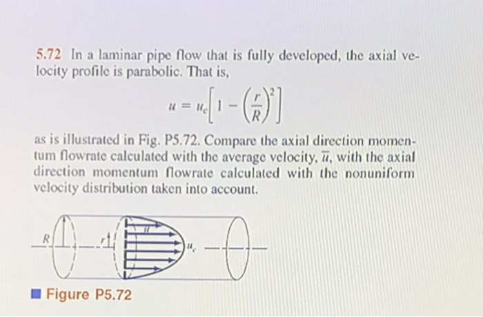 Solved 5.72 In a laminar pipe flow that is fully developed, | Chegg.com