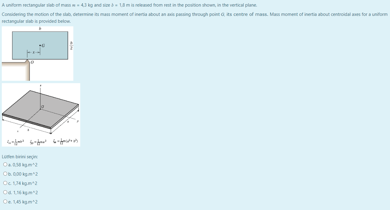 Solved DYNAMICS URGENT. A uniform rectangular slab of mass m | Chegg.com