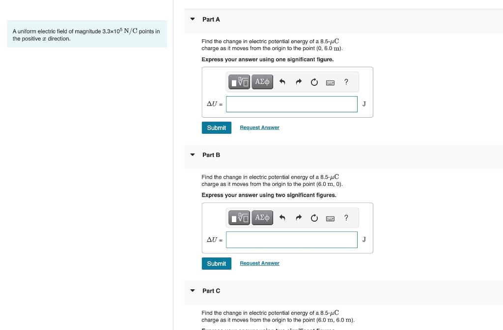 Solved A uniform electric field of magnitude 3.3×105 N/C | Chegg.com