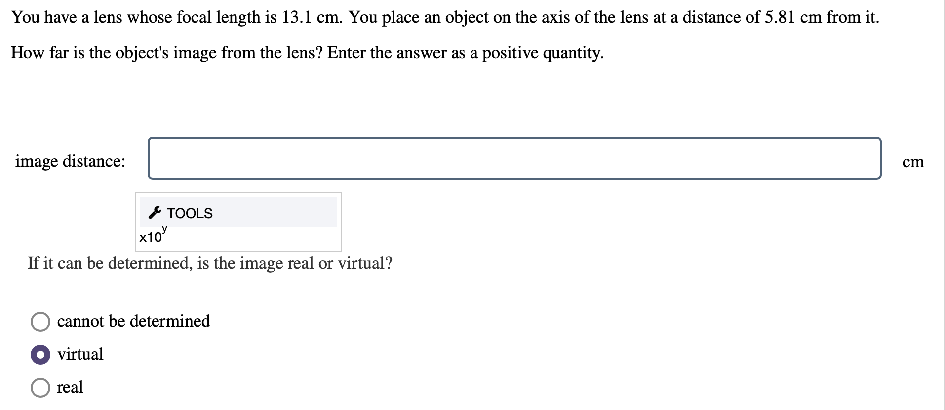 Solved You have a lens whose focal length is 13.1 cm. You | Chegg.com