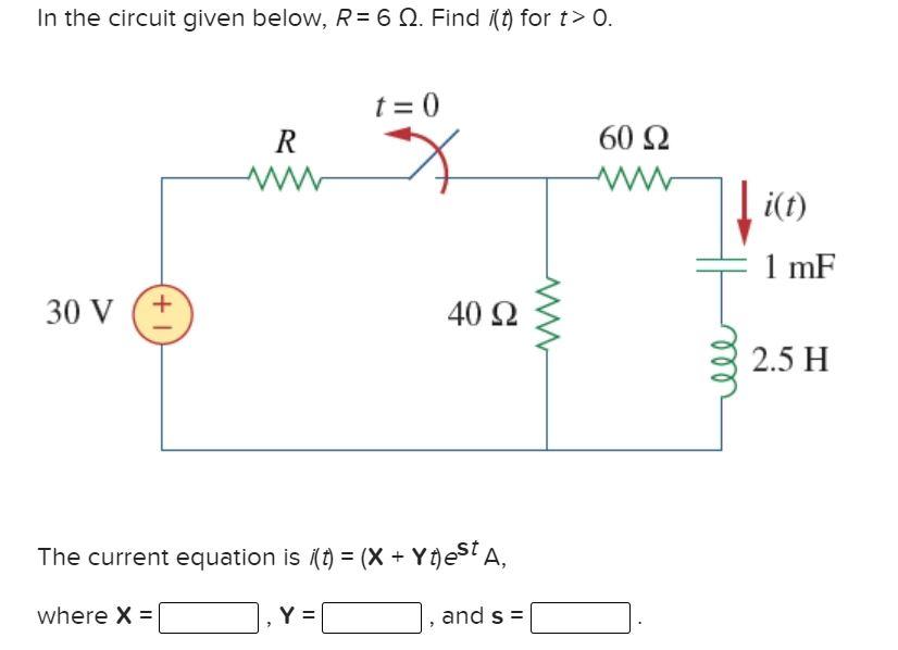 Solved In the circuit given below, R= 6 12. Find i(t) for t> | Chegg.com