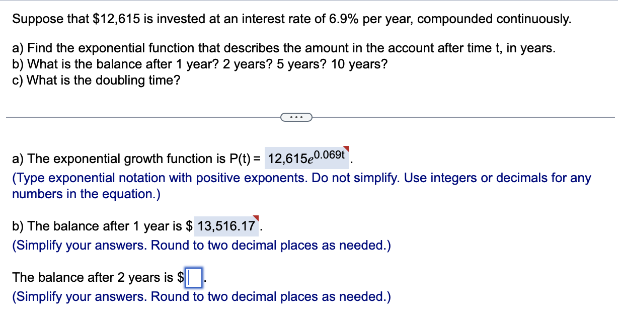 Solved Suppose that $12,615 is invested at an interest rate | Chegg.com