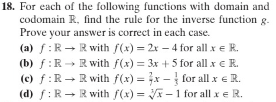 Solved 8. For each of the following functions with domain | Chegg.com
