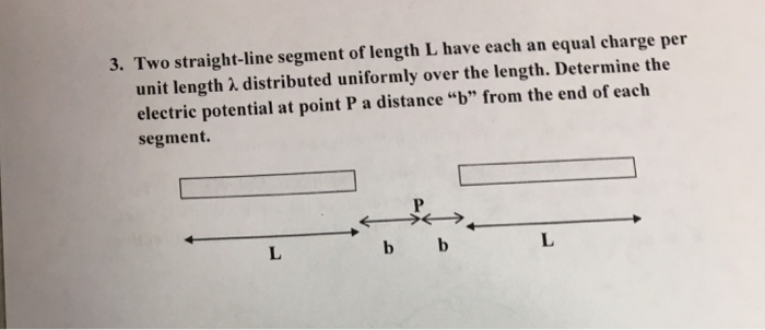 Solved Two straight-line segment of length L have each an | Chegg.com