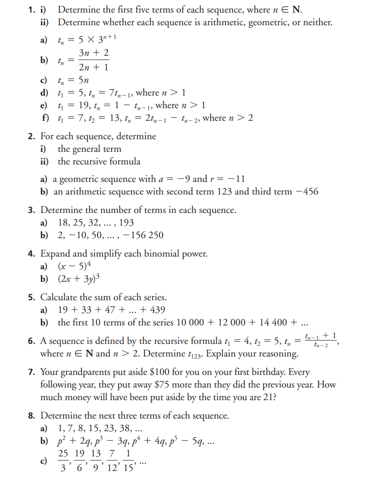 Solved 1. i) Determine the first five terms of each | Chegg.com