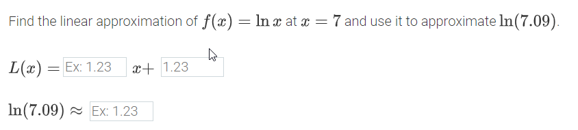 Solved Find the linear approximation of f(x) = ln x at x = 7 | Chegg.com