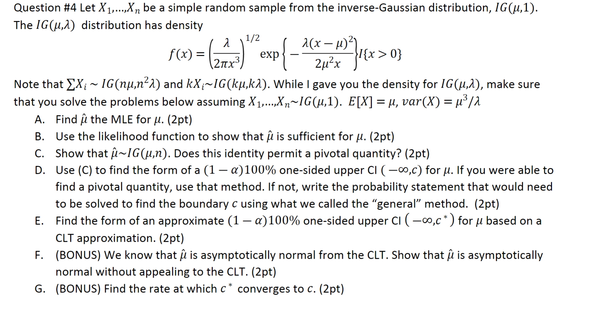Solved Question #4 Let X1,…,Xn be a simple random sample | Chegg.com