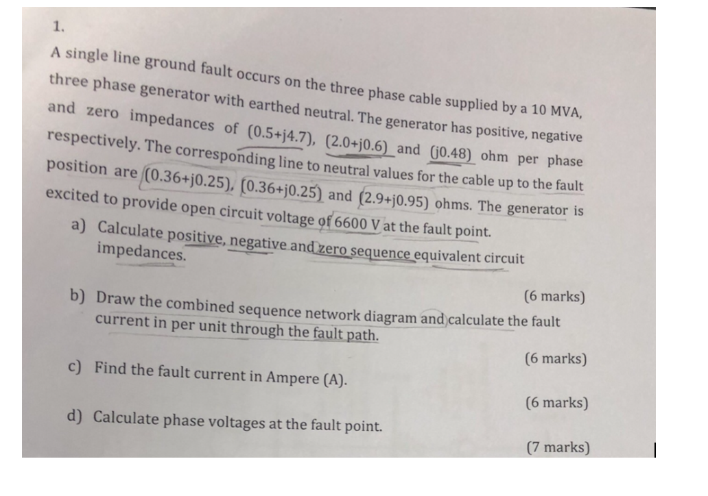 Solved A single line ground fault occurs on the three phase | Chegg.com