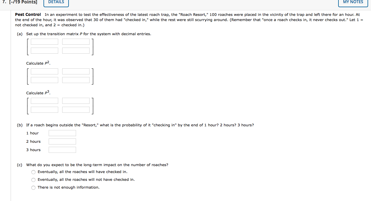 Solved 7. [-719 Points] DETAILS MY NOTES Pest Control In an | Chegg.com