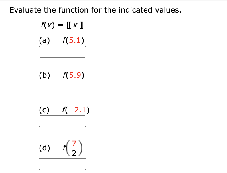 Solved Evaluate the function for the indicated values. f(x) | Chegg.com