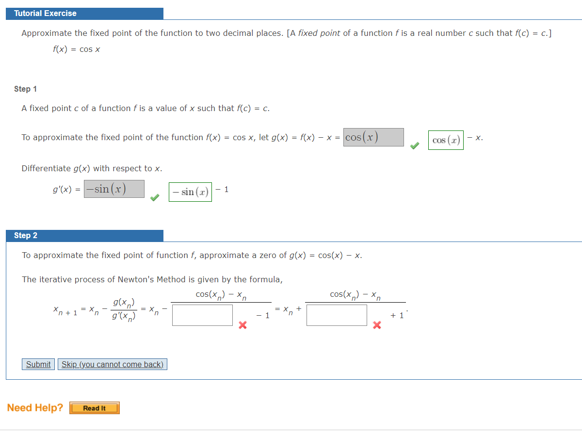 Solved Approximate the fixed point of the function to two | Chegg.com