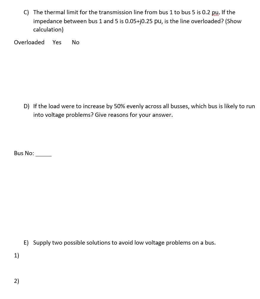 Solved A five bus power system is shown below The load flow | Chegg.com